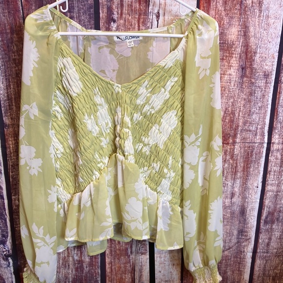 Wallflower | Tops | Wallflower Floral Smock Peasant Sheer Boho Blouse ...